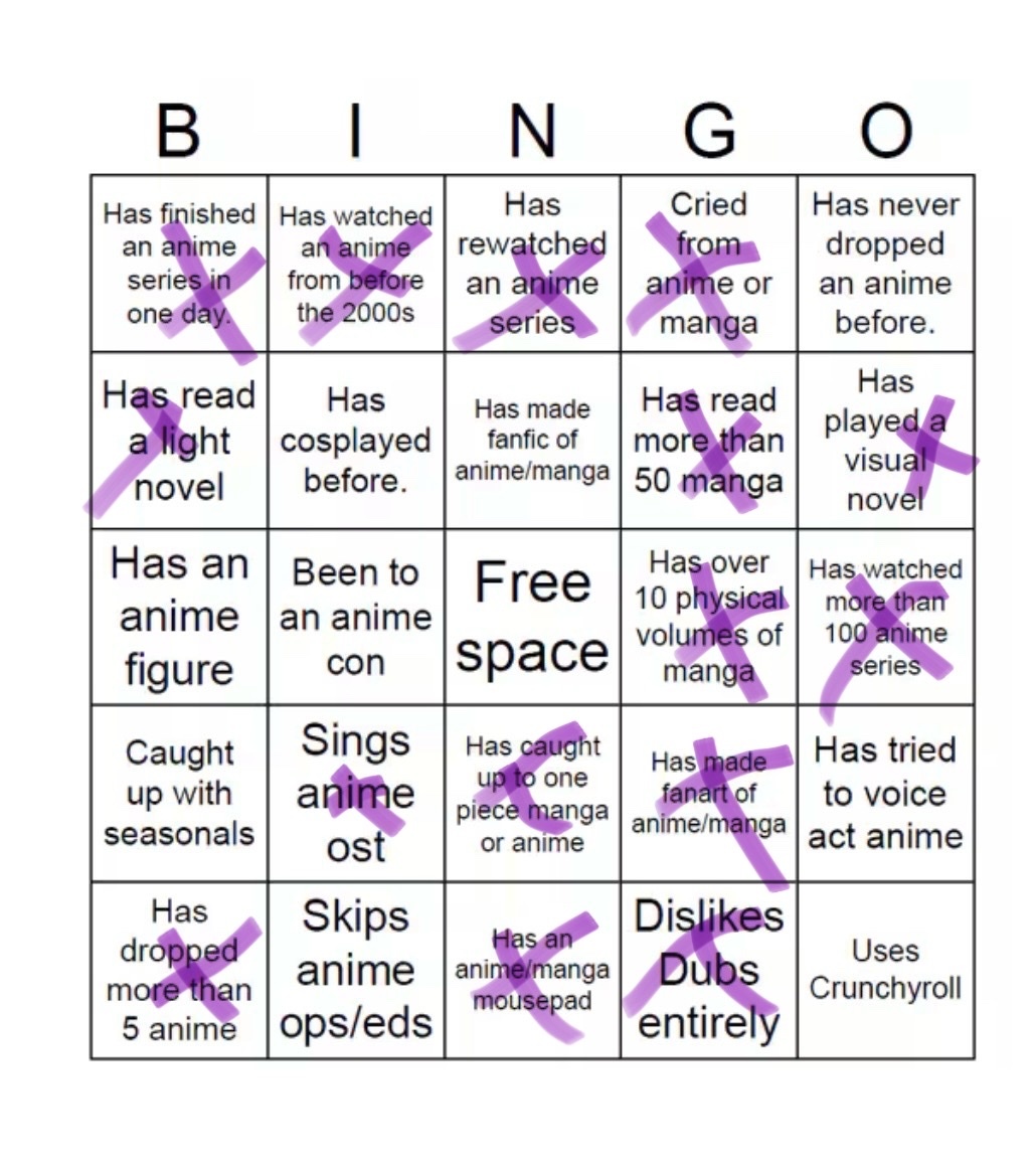 Anime Bingo - Forums - MyAnimeList.net