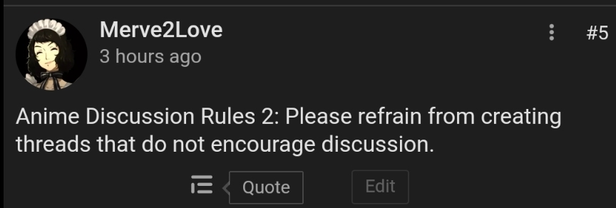 Anime Discussion Rules 2: Please refrain from creating threads that do ...