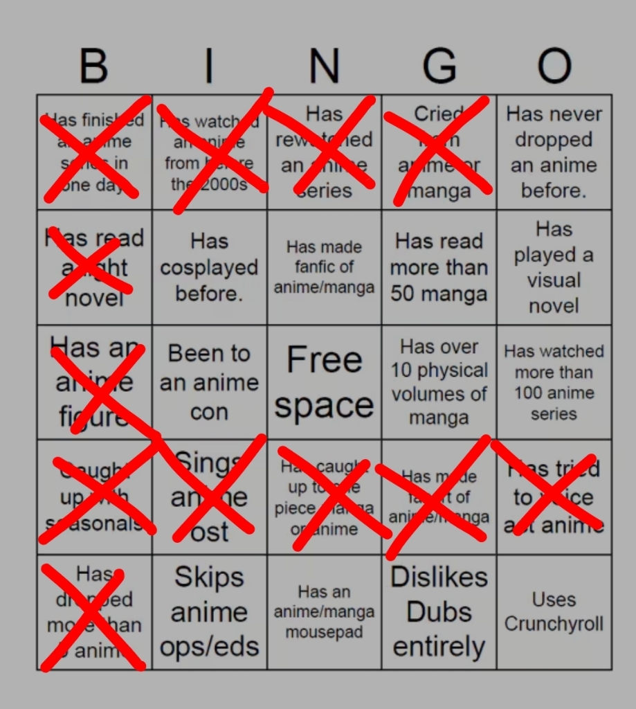 Anime Bingo - Forums - MyAnimeList.net