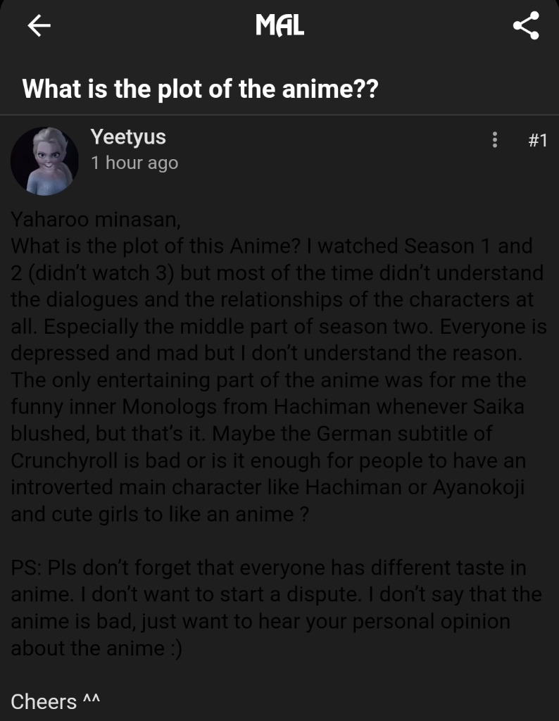 What is the plot of the anime?? - Forums - MyAnimeList.net
